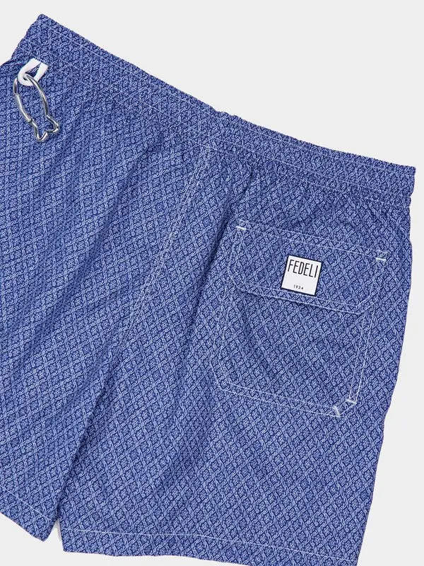 Fedeli Diamond Weave Swim Shorts - Blue