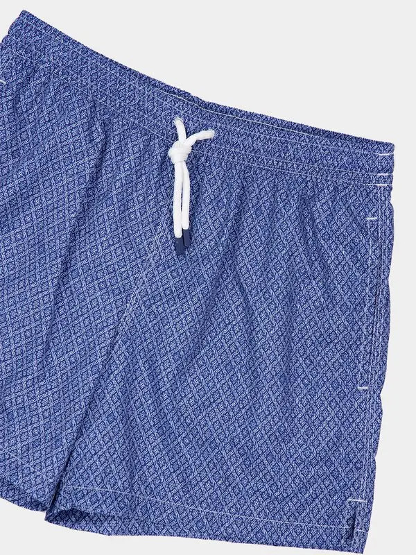 Fedeli Diamond Weave Swim Shorts - Blue