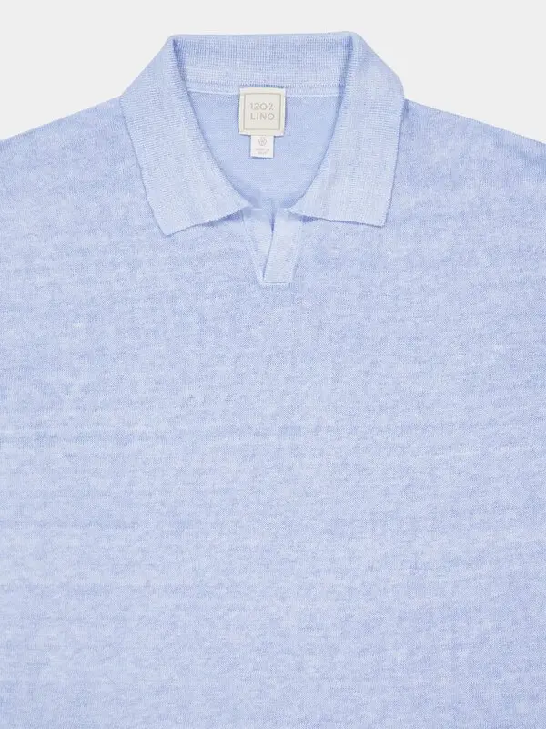 120% Lino Short-sleeve Knit Jumper - Blue