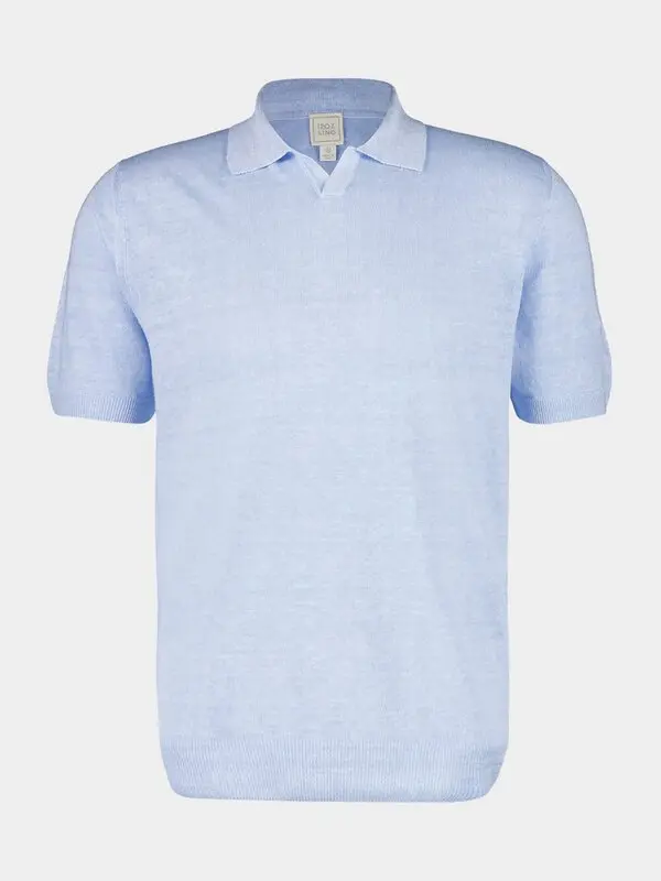 120% Lino Short-sleeve Knit Jumper - Blue