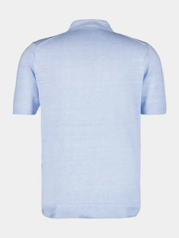 120% Lino Short-sleeve Knit Jumper - Blue