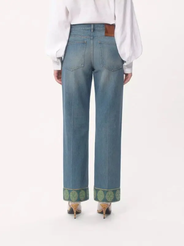 Valentino Garavani Denim Trousers With Jacquard Trim