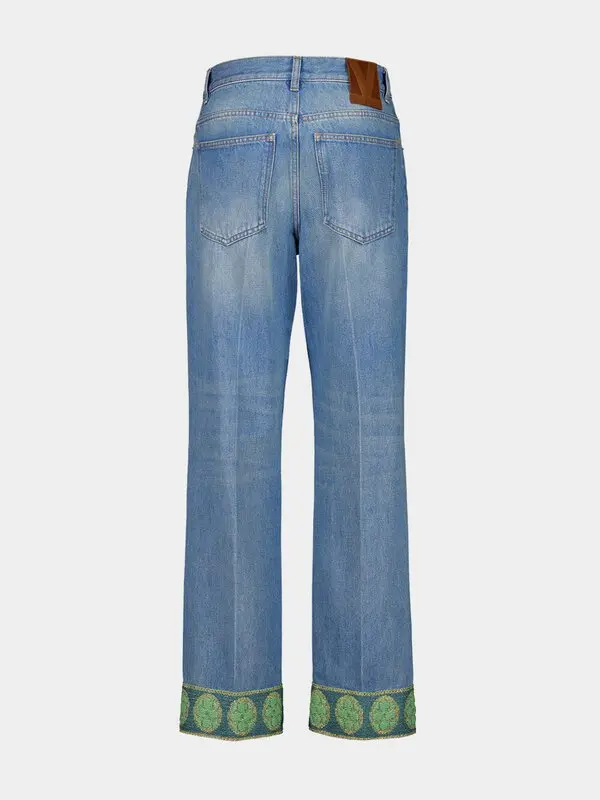 Valentino Garavani Denim Trousers With Jacquard Trim