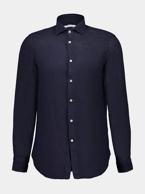Boglioli Navy Regular-fit Linen Shirt