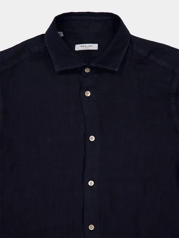 Boglioli Navy Regular-fit Linen Shirt