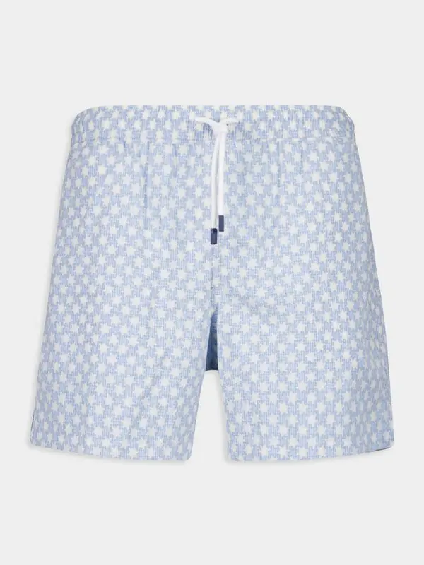 Fedeli Madeira Sakar Stamp Woven Swim Shorts - Blue