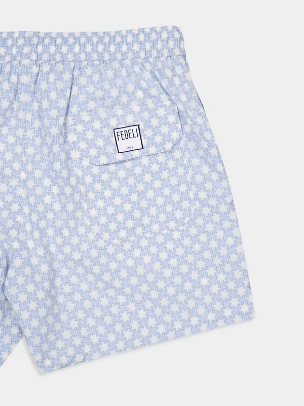 Fedeli Madeira Sakar Stamp Woven Swim Shorts - Blue