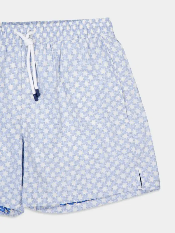Fedeli Madeira Sakar Stamp Woven Swim Shorts - Blue