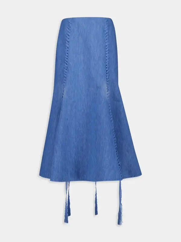Gabriela Hearst Dion Light Denim Maxi Skirt - Blue