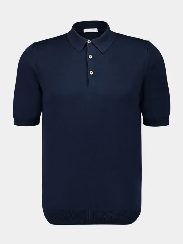 Boglioli Navy Regular-fit Cotton Polo - Blue