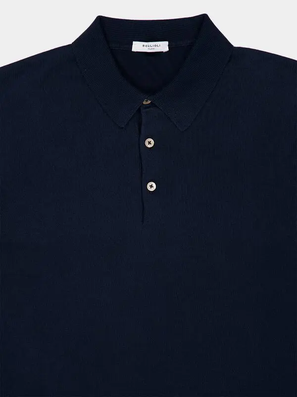 Boglioli Navy Regular-fit Cotton Polo - Blue