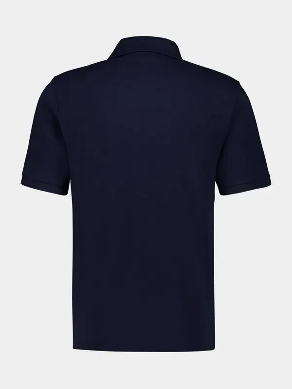 Saint Laurent Marine Cassandre Polo Shirt In Piqu - Blue