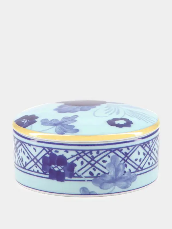GINORI 1735 Iris Porcelain Jewelry Box - Blue