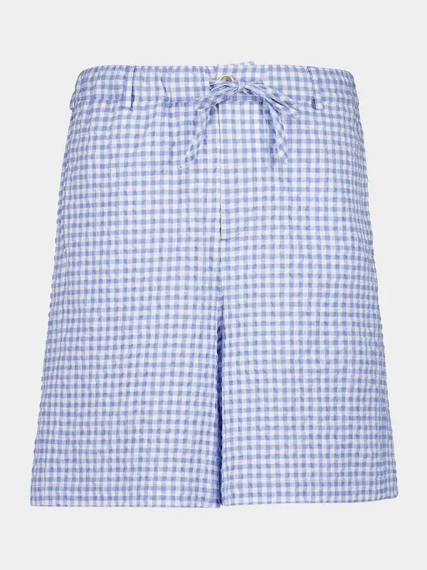 Marni Gingham Seersucker Shorts - Blue