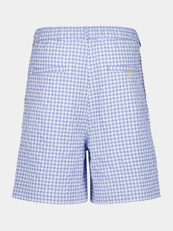 Marni Gingham Seersucker Shorts - Blue