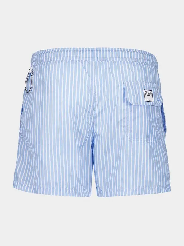 Fedeli Madeira Striped Swim Trunks - Blue