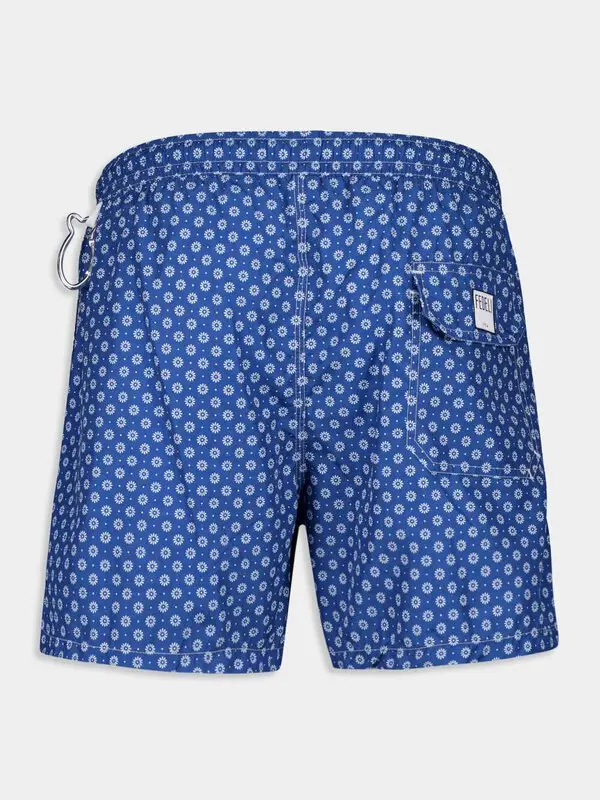 Fedeli Madeira Flower Pattern Swim Trunk - Blue