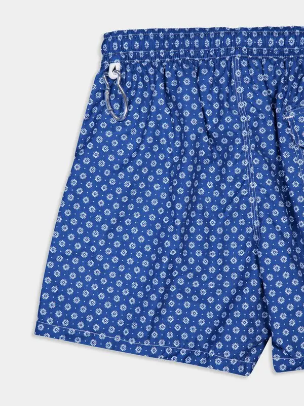 Fedeli Madeira Flower Pattern Swim Trunk - Blue