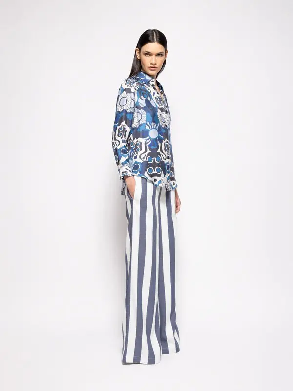 PAULA Hand-woven Striped Wide-leg Pants