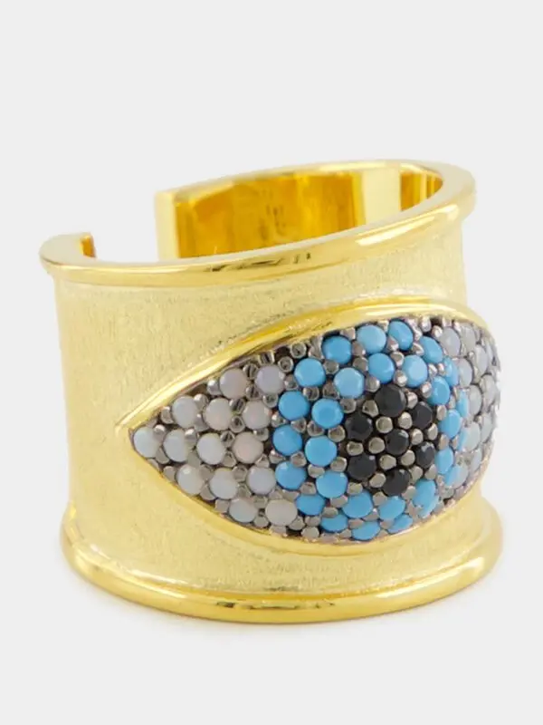 Begum Khan Gold-plated Earcuff With Crystal And Root Sapphire Accents