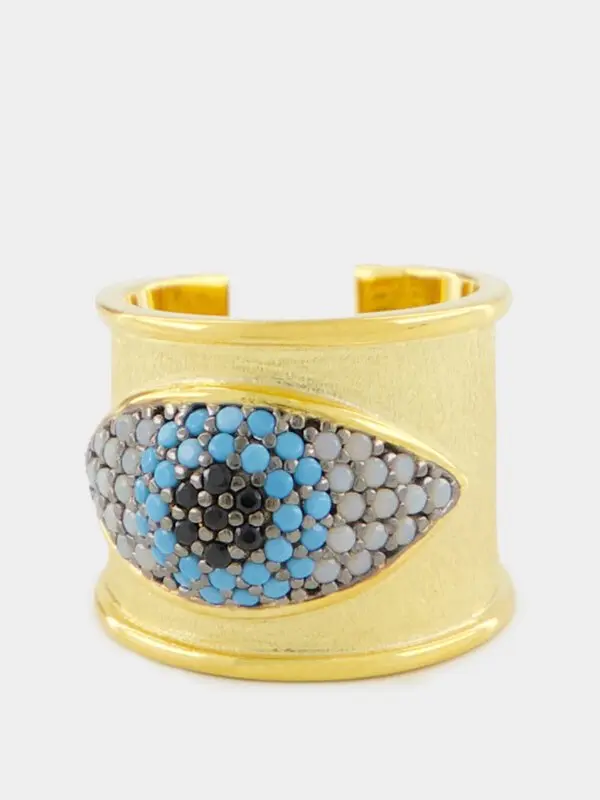 Begum Khan Gold-plated Earcuff With Crystal And Root Sapphire Accents - Blue