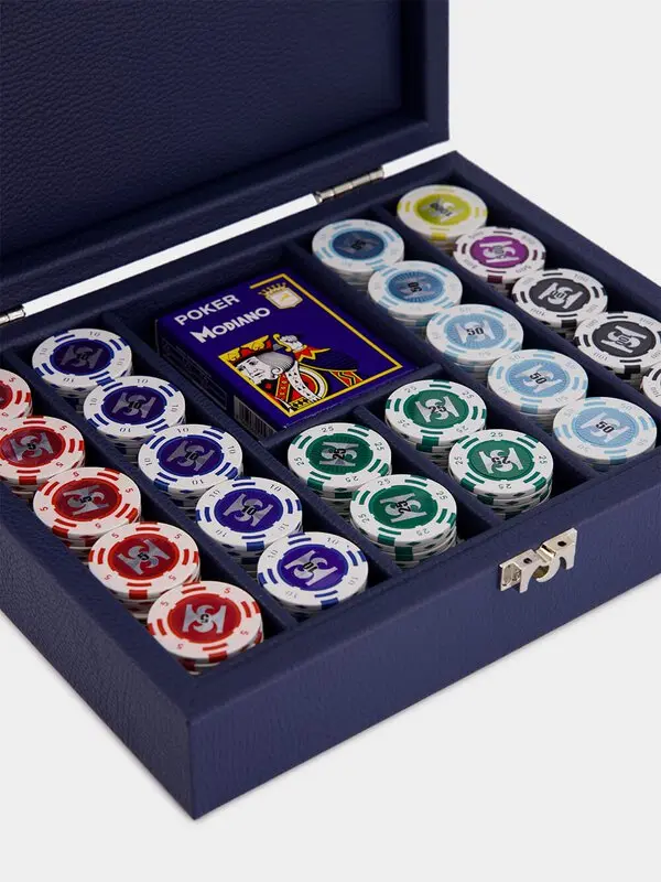 HECTOR SAXE PARIS Bleu De France Leather Poker Set