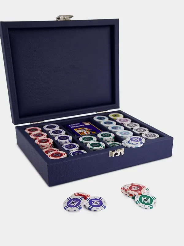 HECTOR SAXE PARIS Bleu De France Leather Poker Set