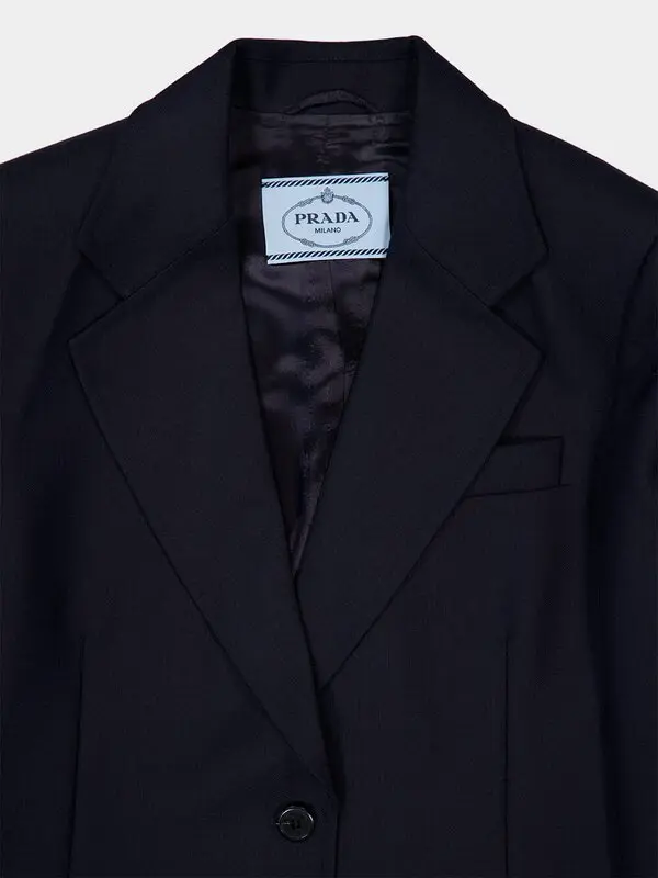 Prada Virgin Wool Single-breasted Blazer - Blue