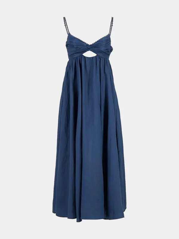 Zimmermann Ascension Twist Front Linen Dress - Blue