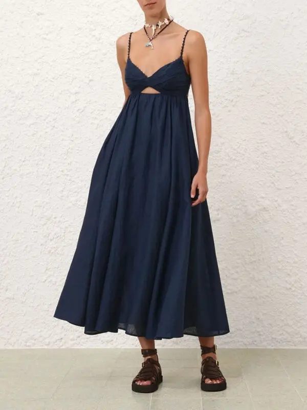 Zimmermann Ascension Twist Front Linen Dress