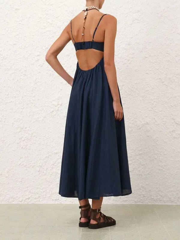 Zimmermann Ascension Twist Front Linen Dress