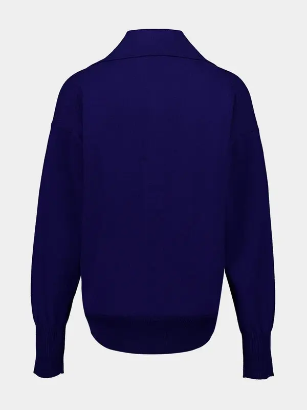 TOM FORD Bright Navy Long Sleeve Cashmere Polo - Blue
