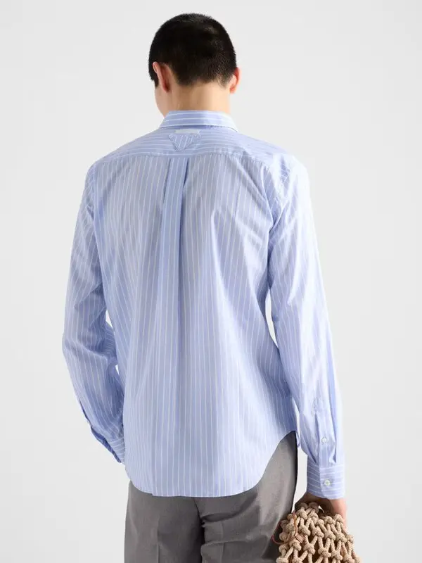 Prada Sky And White Striped Cotton Shirt
