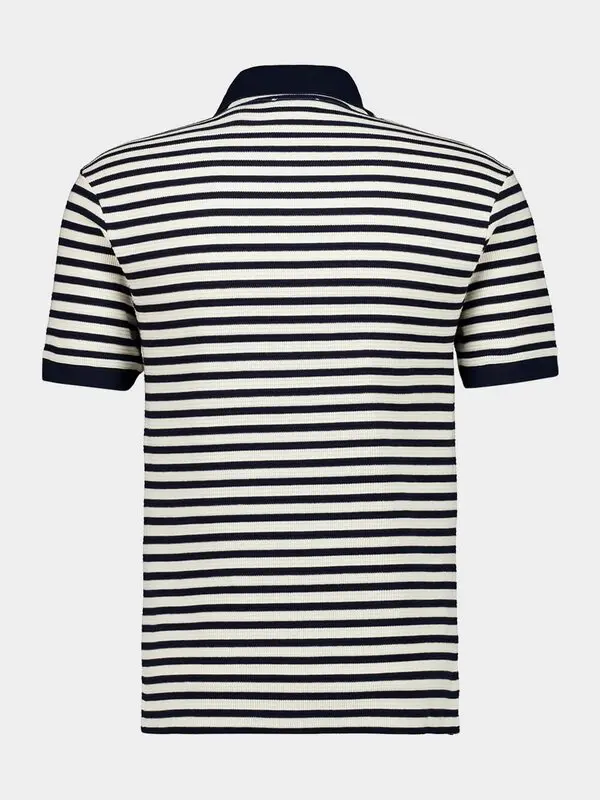 Alexander McQueen Ivory And Navy Striped Polo Shirt - Blue
