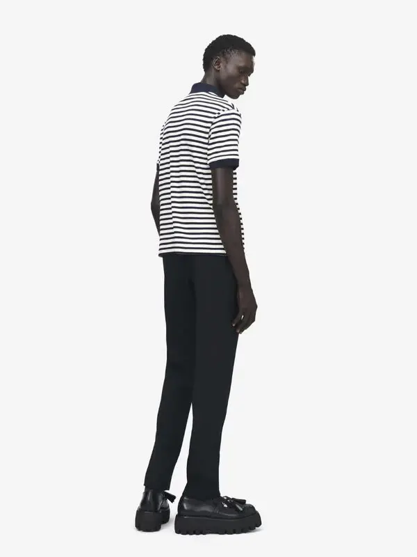 Alexander McQueen Ivory And Navy Striped Polo Shirt - Blue