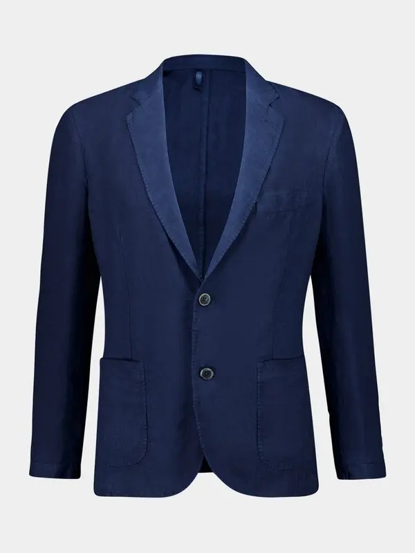 120% Lino Navy Linen Blazer