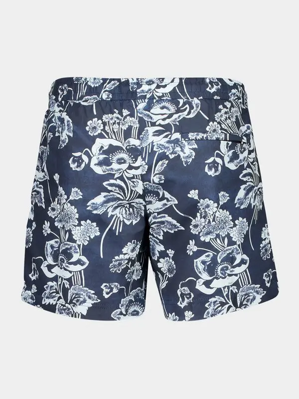 Commas Peony Print Swim Shorts - Blue