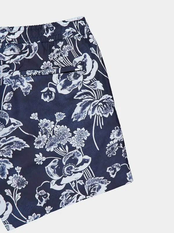 Commas Peony Print Swim Shorts - Blue