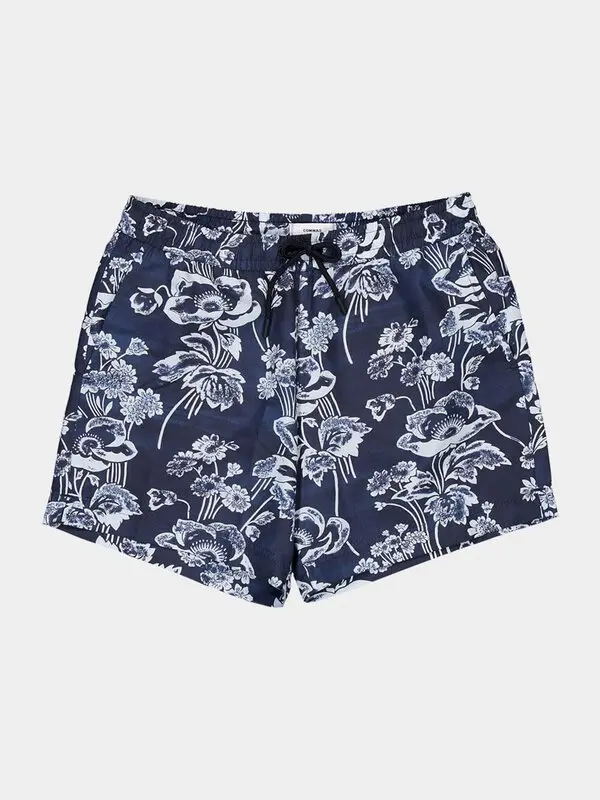Commas Peony Print Swim Shorts - Blue