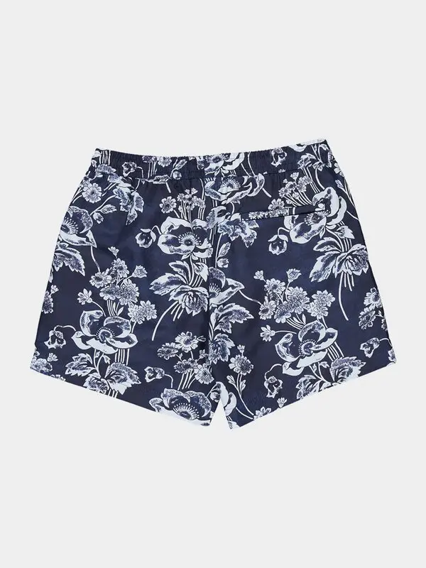 Commas Peony Print Swim Shorts - Blue