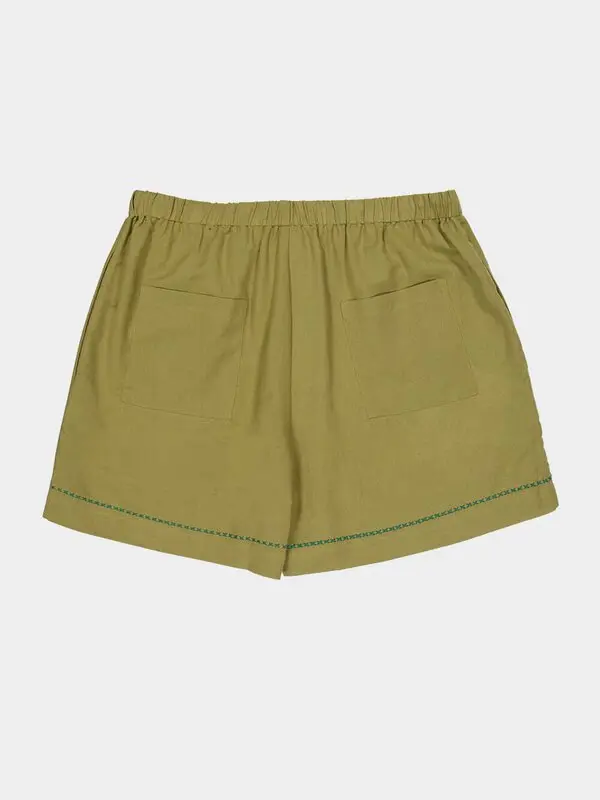BAZISZT Floral Embroidered Cotton Shorts