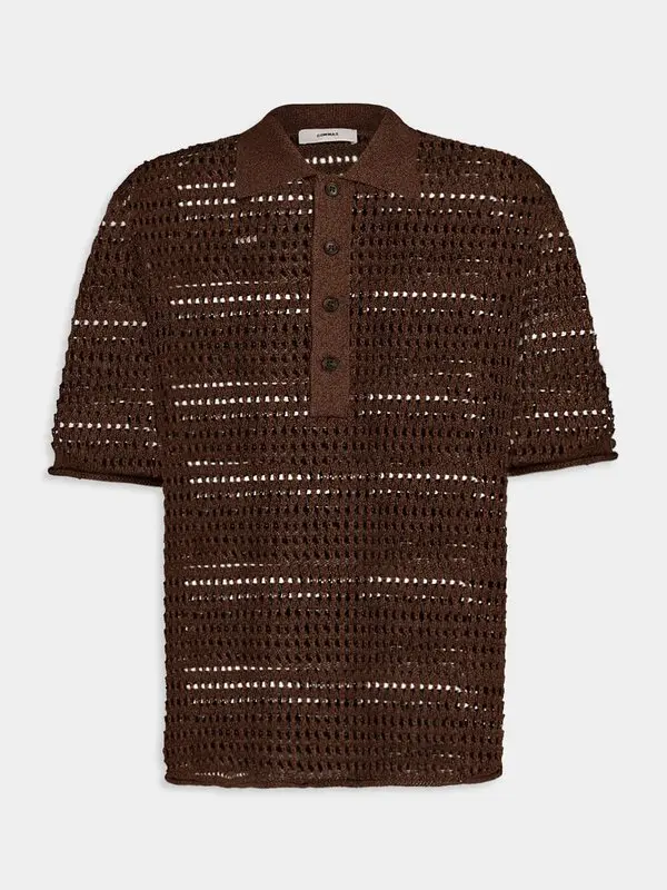 Commas Open-knit Chocolate Polo - Cream