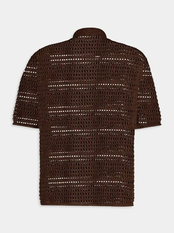 Commas Open-knit Chocolate Polo - Cream