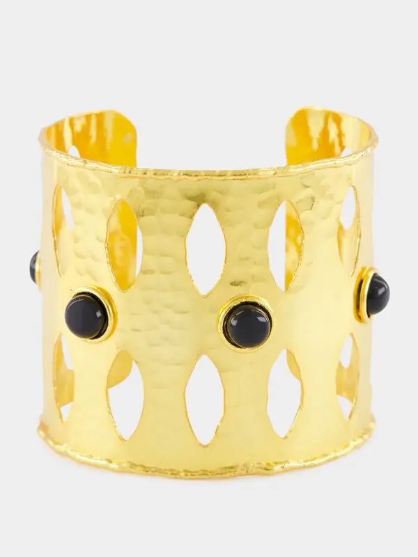 Sylvia Toledano Cuff With Onyx Detailing - Gold