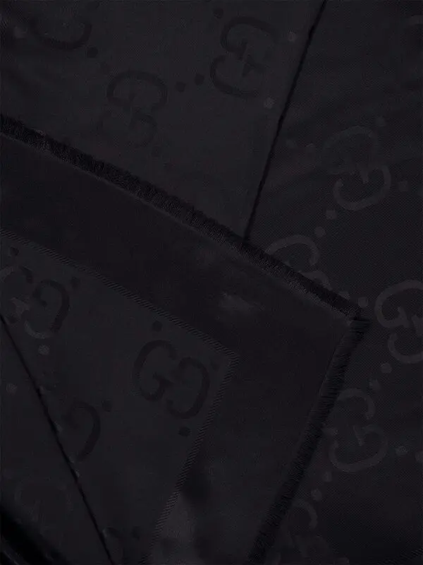 Gucci Gg Jacquard Silk-wool Shawl - Black