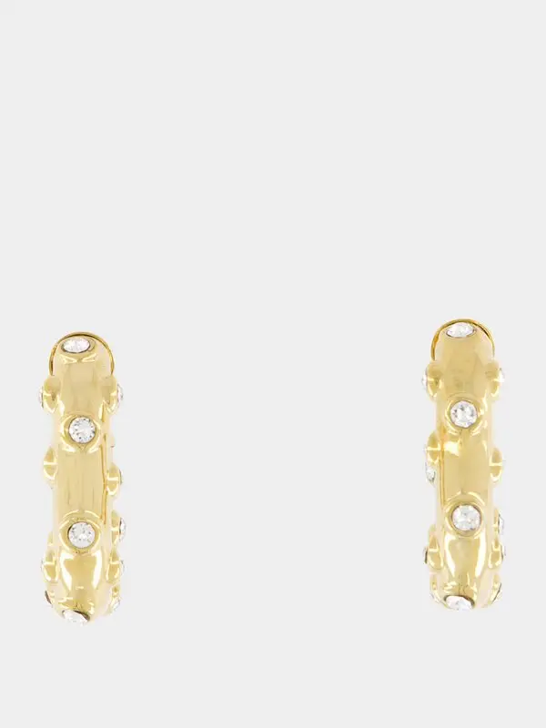 Rabanne Xl Link Rhinestone Hoop Earrings - Gold