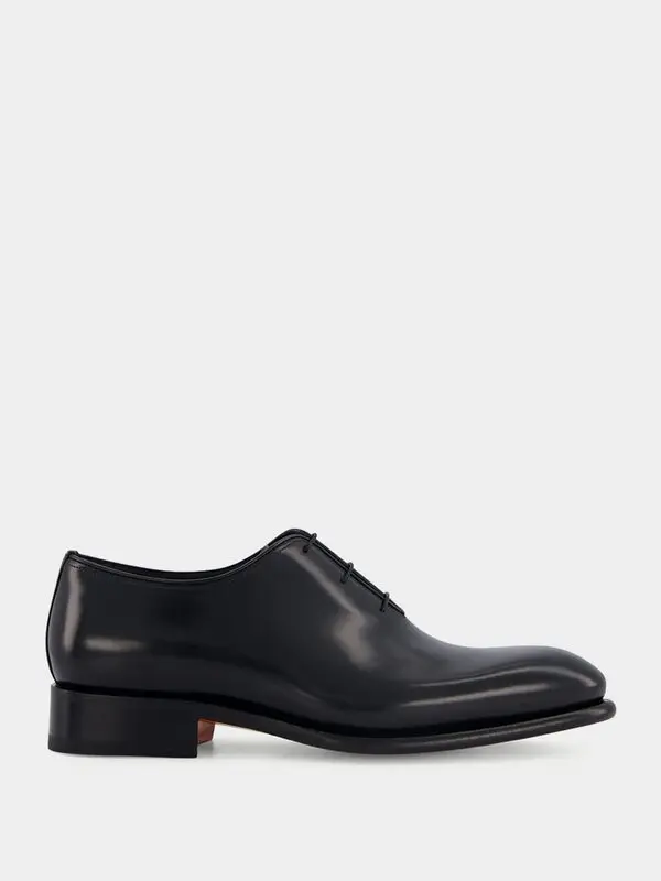 Santoni Polished Leather Oxford Shoes - Black