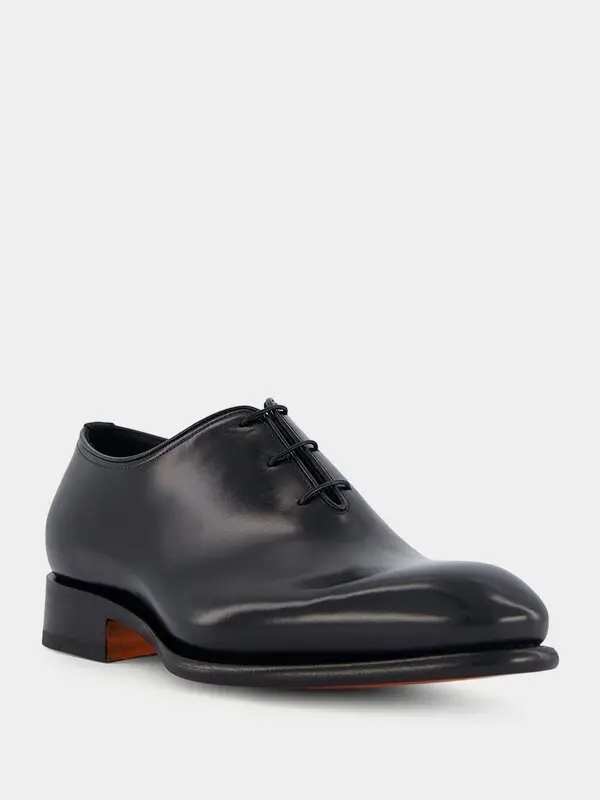 Santoni Polished Leather Oxford Shoes - Black