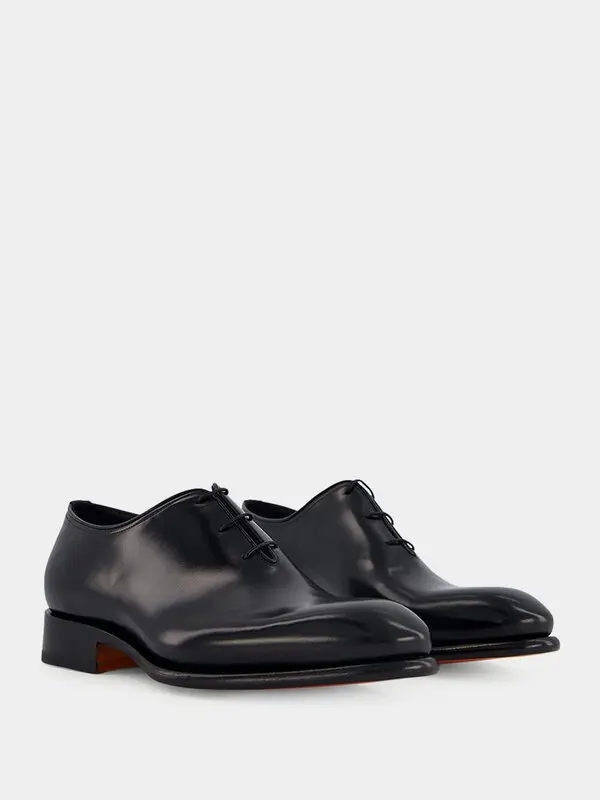 Santoni Polished Leather Oxford Shoes - Black