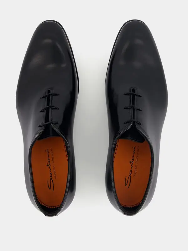 Santoni Polished Leather Oxford Shoes - Black
